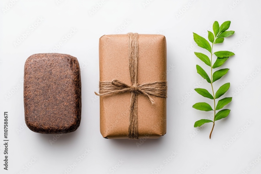 A rustic soap brand identity applied to kraft paper packaging, branded ...