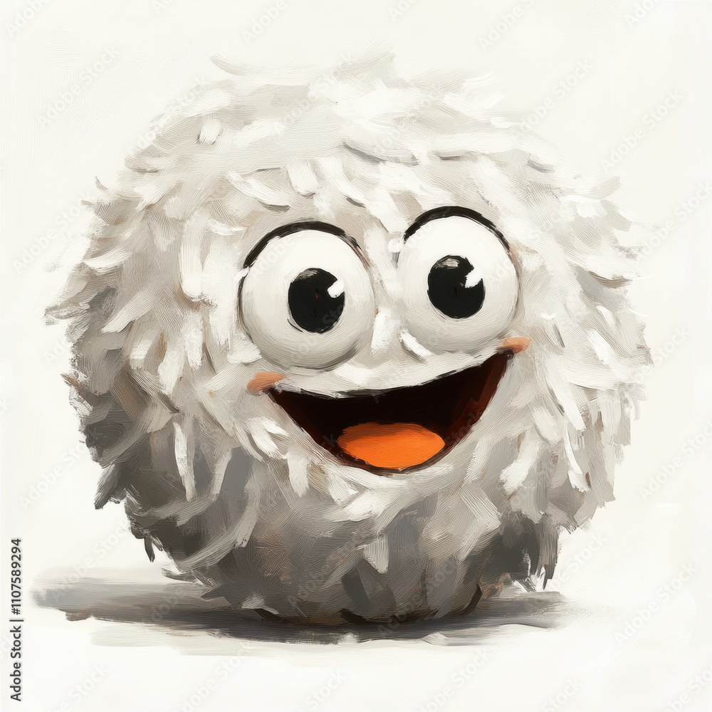 Charming Whimsical Character with Fluffy Texture and Playful Expression ...