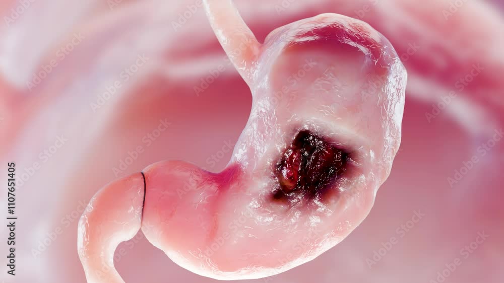 Stomach cancer. stages tumor growth in digestive system, Peptic Ulcer ...
