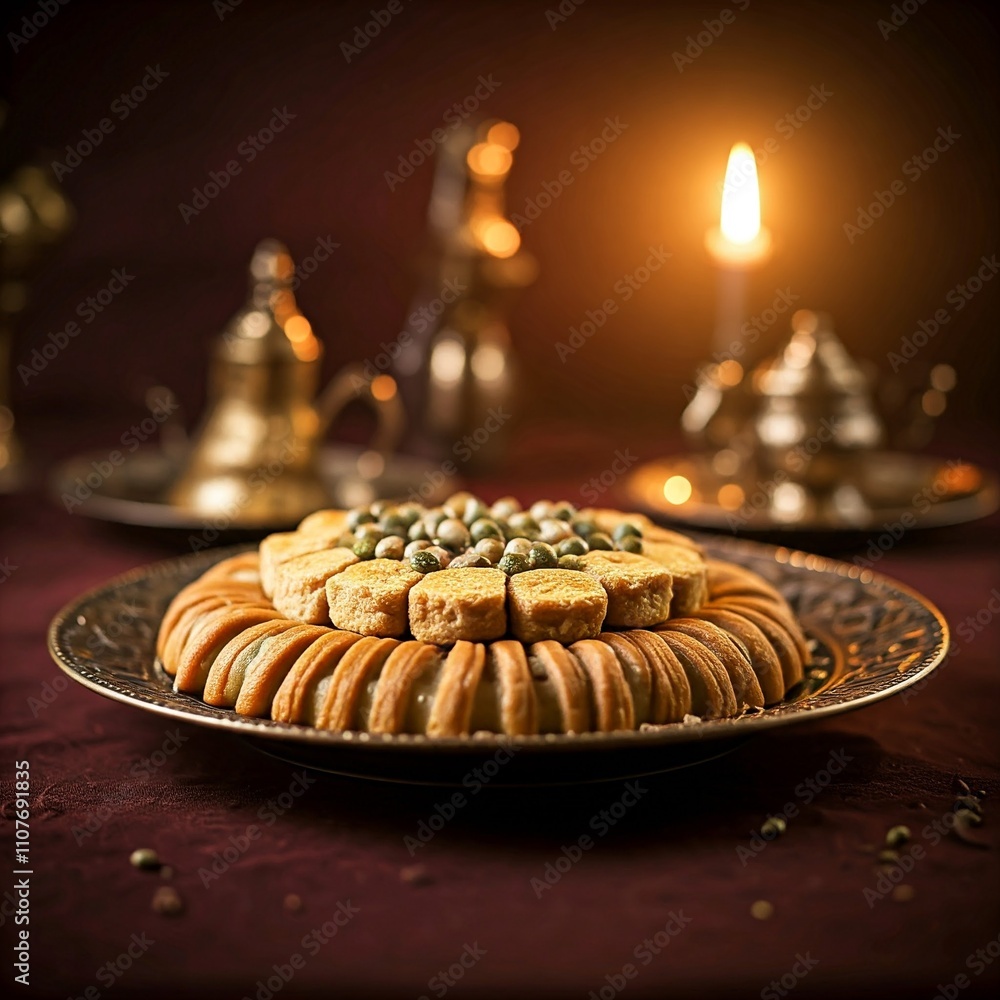 Taste of sweet and meat foods in plate is a beautiful ai photo of ...