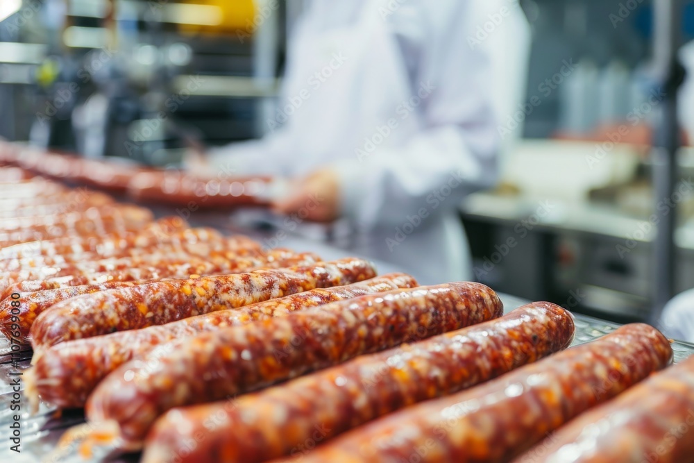 Sausages Production Line, Food Industry, Working on Automated ...