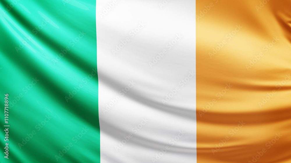 irish flag picture, close-up shot of ireland nation flag, european ...