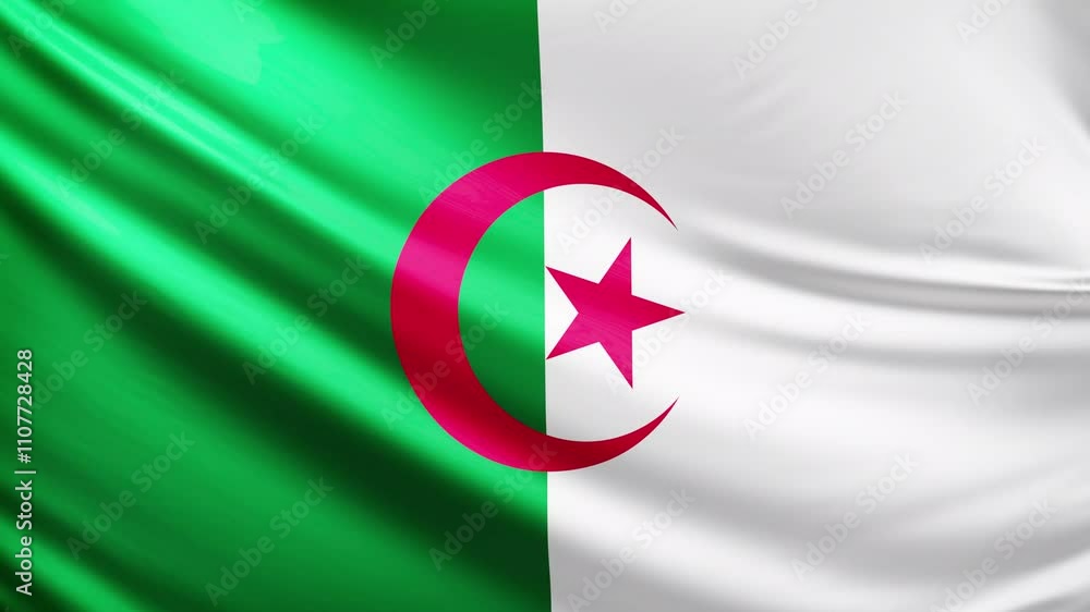 algerian flag video, close-up shot of algeria nation flag, north africa ...