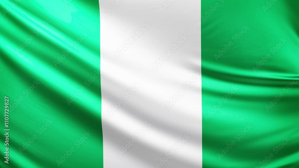 nigerian flag video, close-up shot of nigeria nation, africa, animated ...