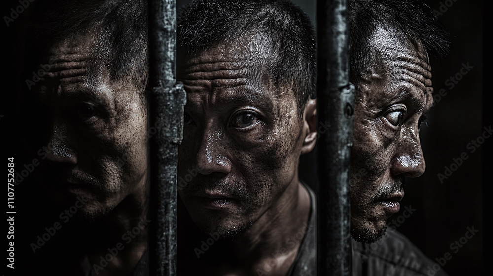 Confined prisoner jail freedom, restrained captive punishment gang ...