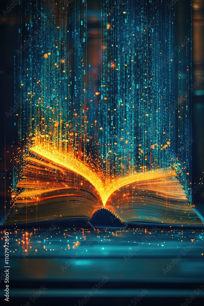 ภาพประกอบสต็อก Book Digitization: transforming pages, digital data flow ...