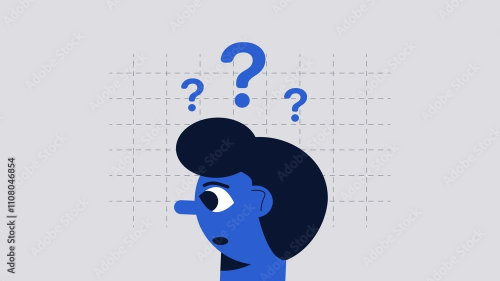 2d animated concept of question mark and man, depicting confusion and ...