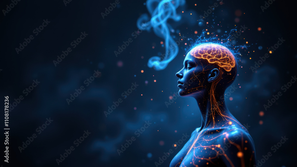 VNS - Vagus Nerve Stimulation concept visualized as a stylized humanoid ...