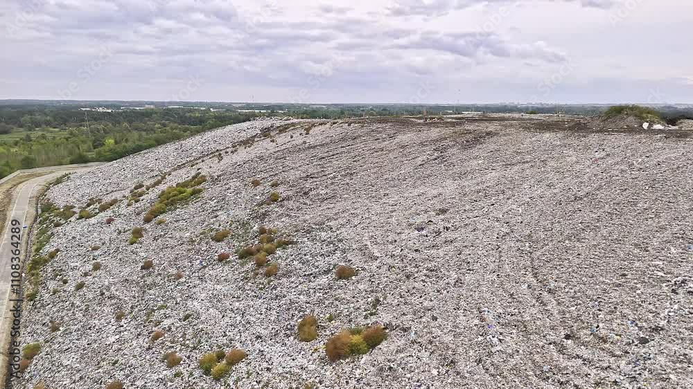 A sobering aerial view of a landfill, highlighting the environmental ...