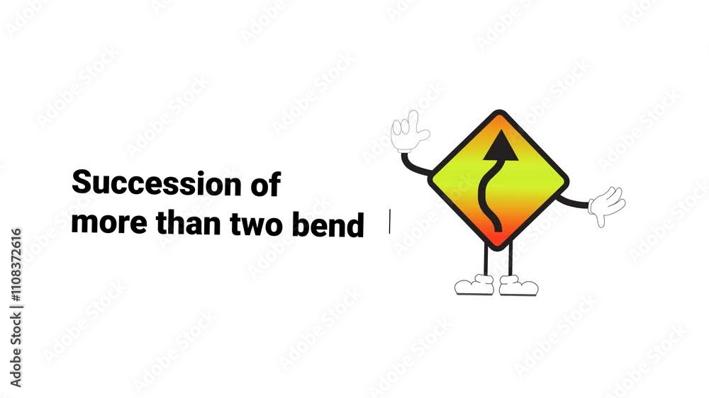 Animated succession of more than two bend sign with cartoon characters ...