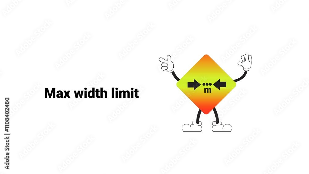 Animated max width limit sign with cartoon characters, perfect for ...