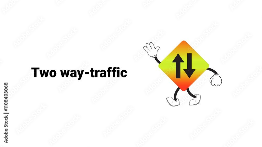 Animated two way traffic sign with cartoon characters, perfect for ...