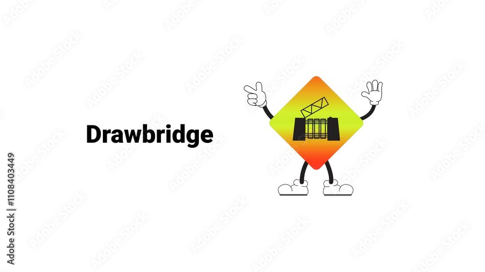 Animated drawbridge sign with cartoon characters, perfect for ...