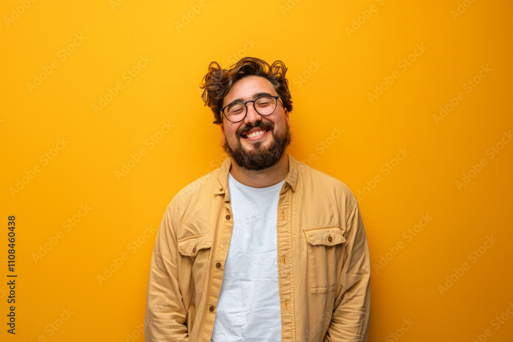 Caucasian man pose against vivid backgrounds, their bright attire and ...