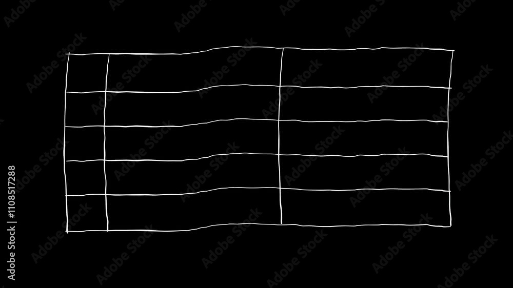 Stop motion table with random handwritten lines on a black background ...