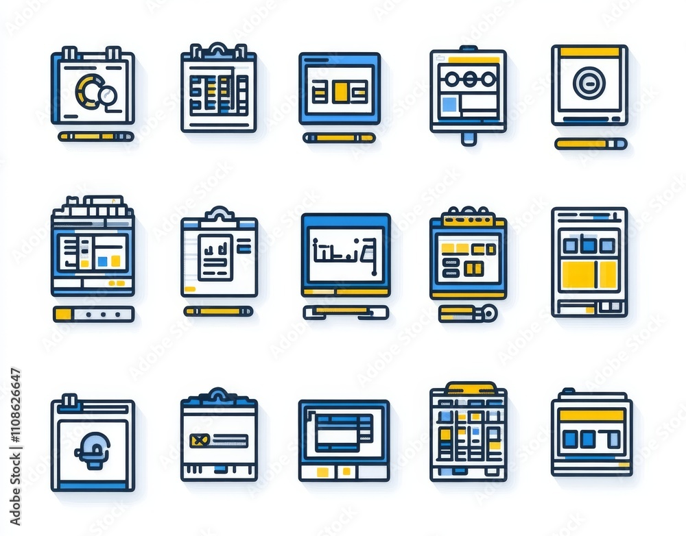 Graphic design line icons featuring modern illustrations. This set ...