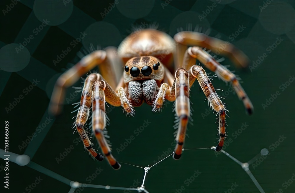 Poster A spider is positioned on its web, displaying its elaborate ...