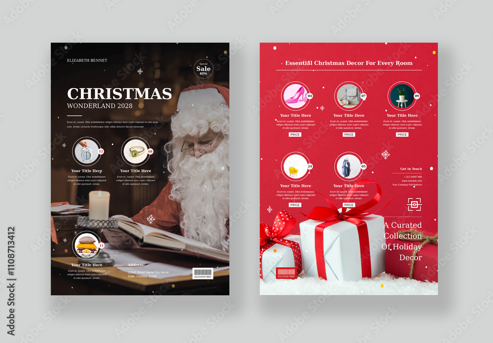 Christmas Catalog Flyer Template Layout Stock Template | Adobe Stock