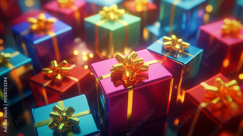 Gift box icons for game gui design. Vector cartoon set of colorful ...