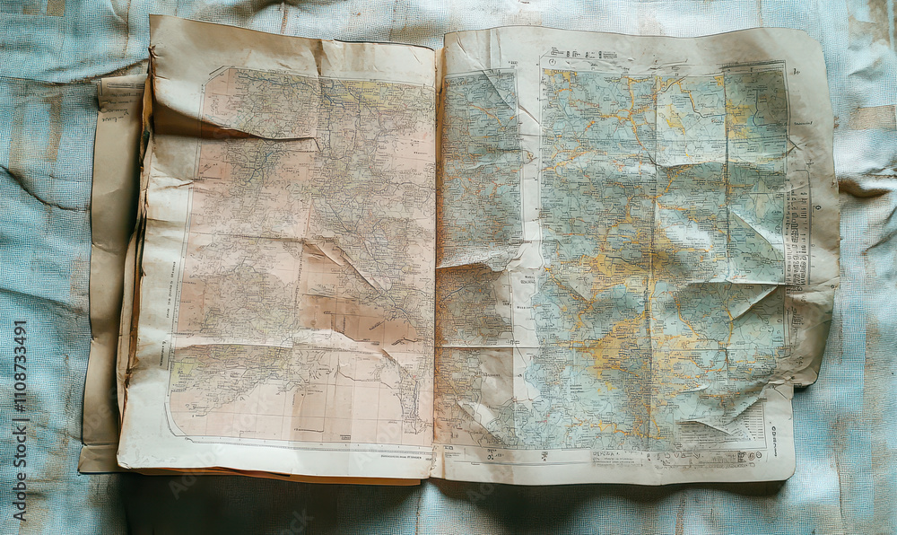 Aged map book open book vintage map antique map travel journey ...
