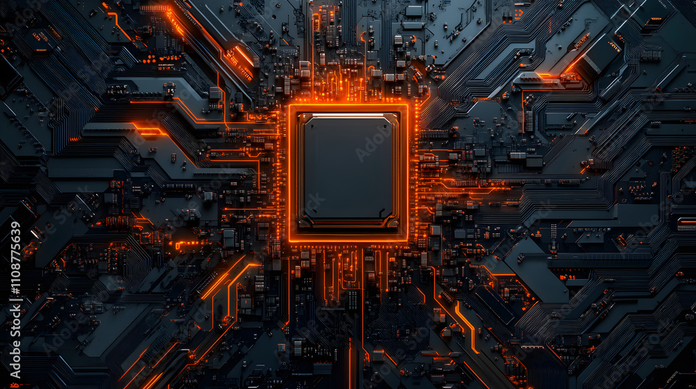 Circuit board. Technology background. Central Computer Processor CPU ...