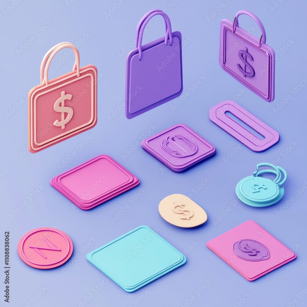 Special promo offer discount price tag icon set 3D bundle. Green 3d ...