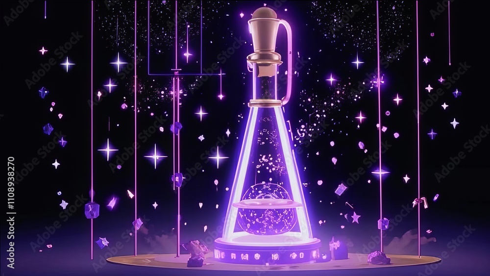 4K Abstract animation of falling neon rain. Neon rain of particles ...