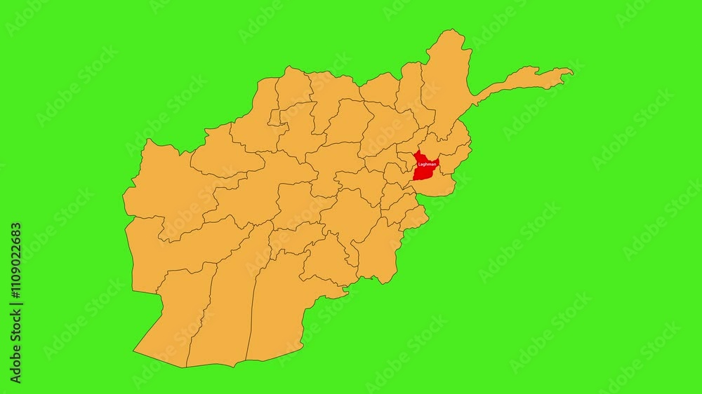 Laghman map animated video. The location is highlighted on the ...