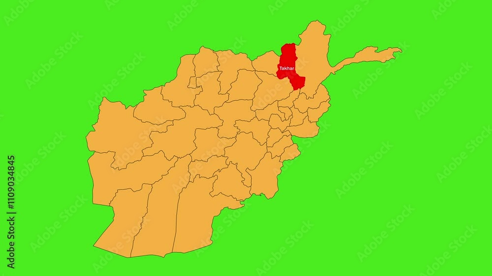 Takhar map animated video. The location is highlighted on the ...