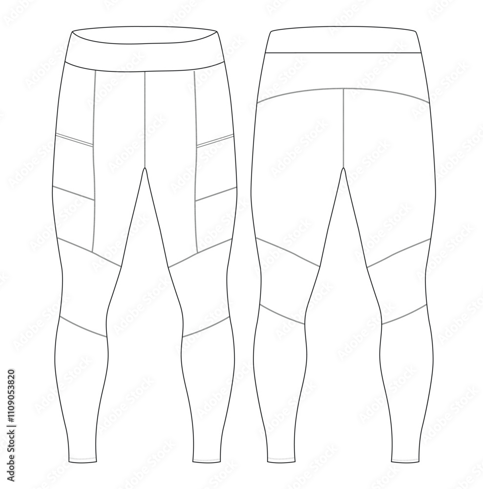 Men's Thermal Compression Tights Pants sports design vector template ...
