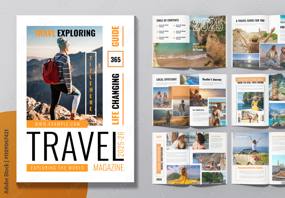 Travel Magazine Layout Winter Adventure Template Stock Template | Adobe ...