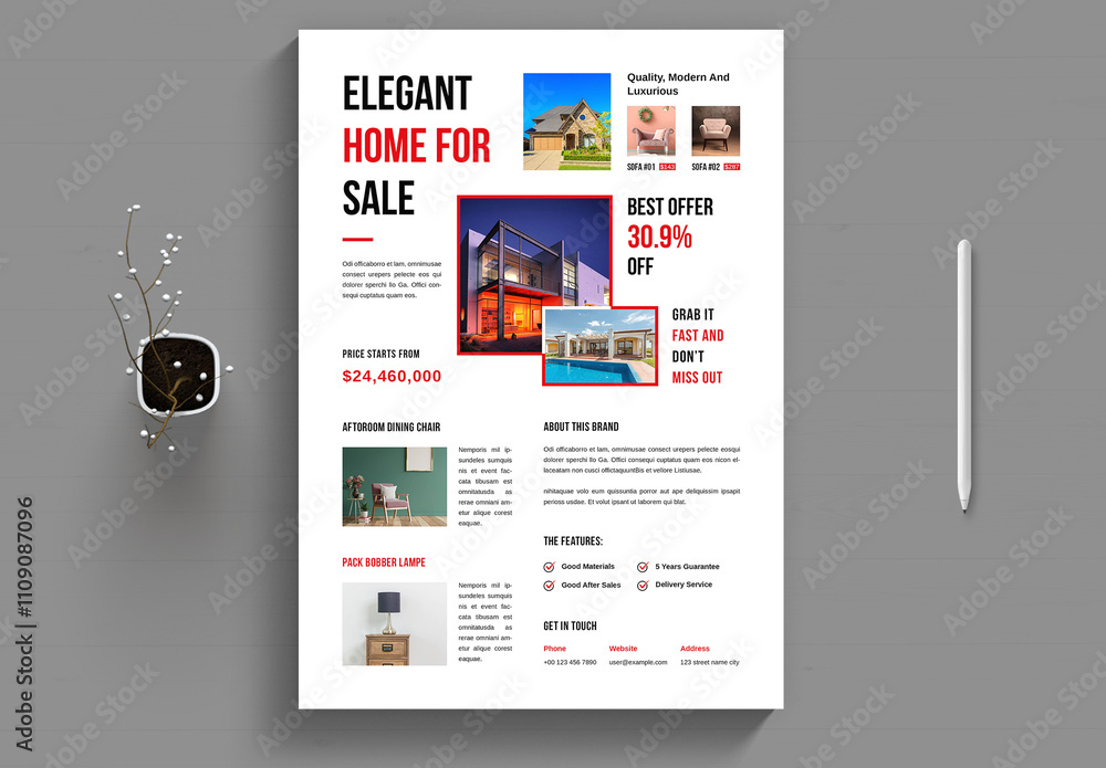 Home For Sale Flyer Template Stock Template | Adobe Stock
