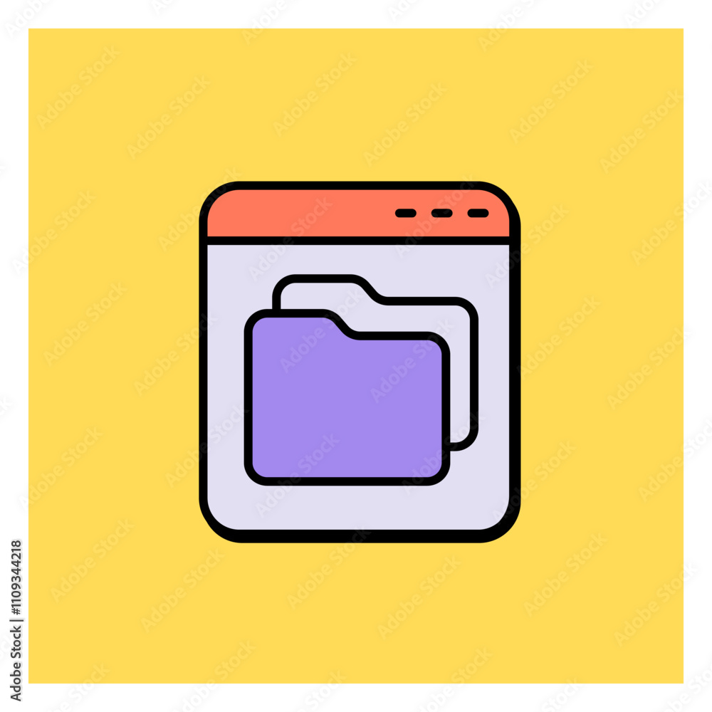 copy file folder icon in neo brutalism style vector de Stock | Adobe Stock