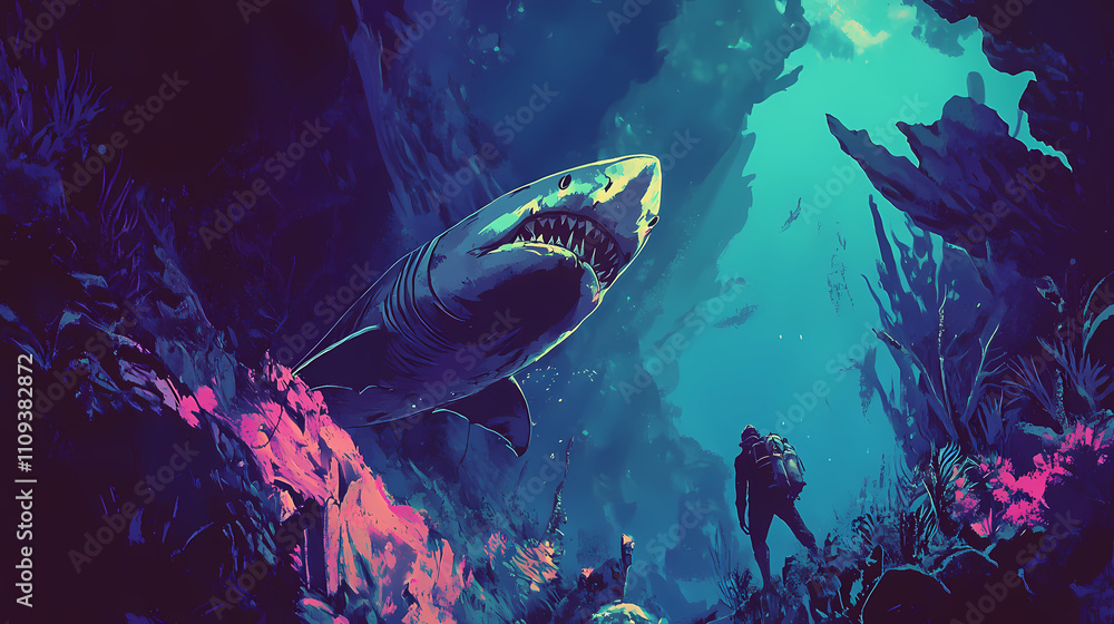 Predator of the deep a fearsome shark in the abyss - an unsettling ...