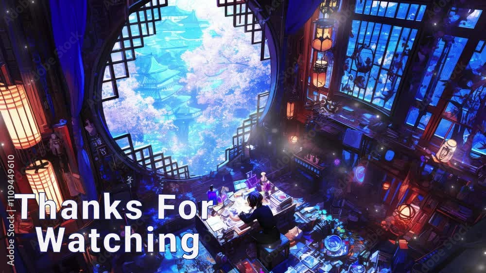 Magical animation stream overlay showcasing a captivating world thanks ...