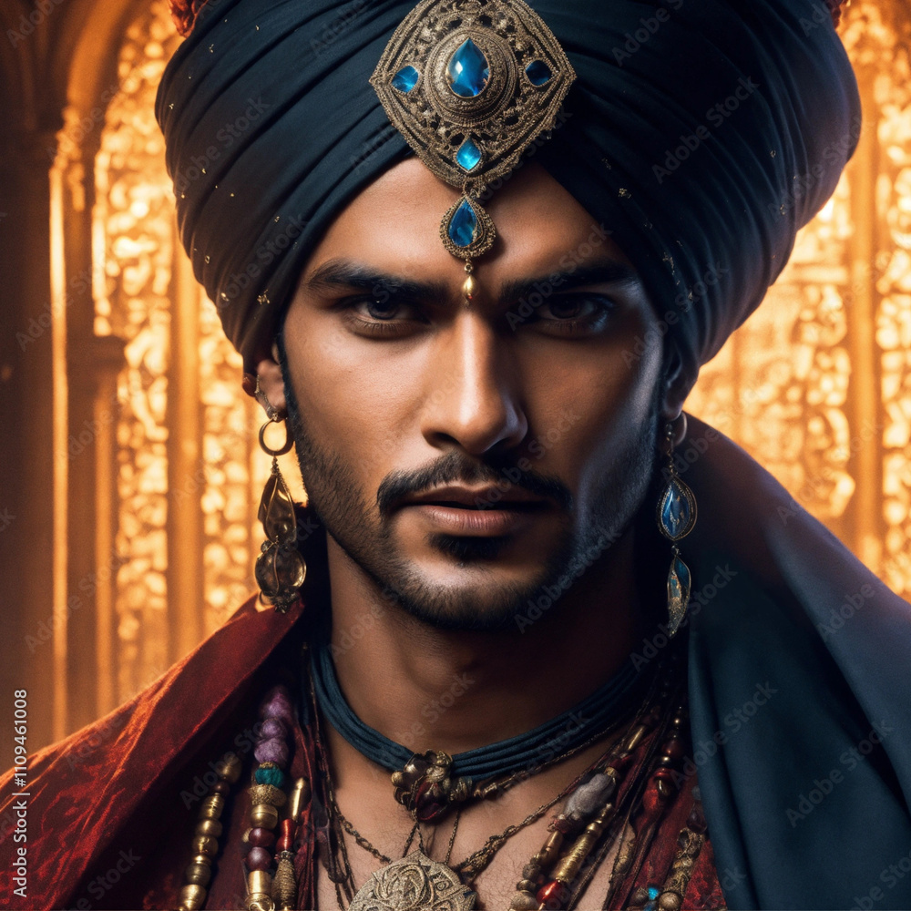 portret, 5k, cinematic, epic,very realistic, Zahir ad-din Muhammad ...