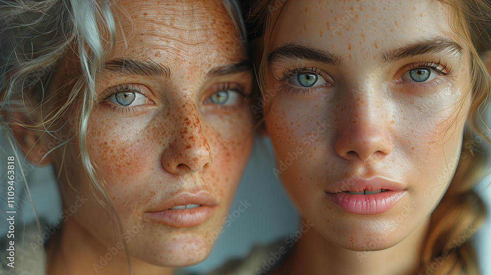 Age Comparison Portrait. Before and After Aging Concept. Aging Process ...