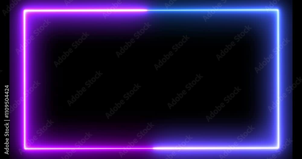 A glowing neon frame moving around the perimeter of a rectangular ...