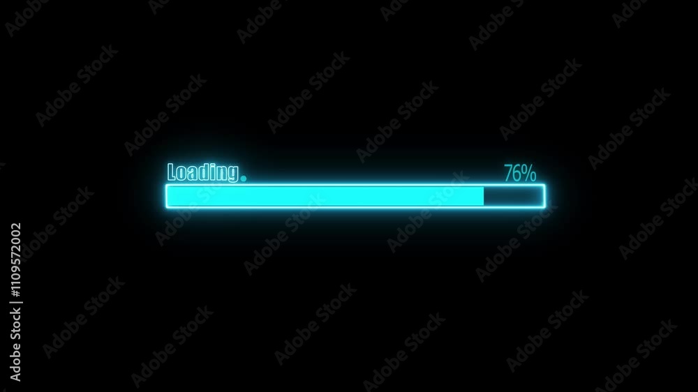 Animation loading bar on blue screen technology futuristic. Loading bar downloading bar and ...