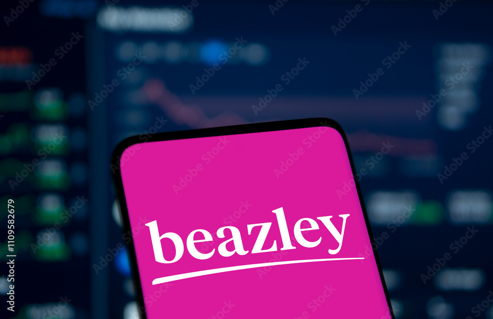 Dhaka, Bangladesh- 30 Nov 2024: Beazley logo is displayed on smartphone ...