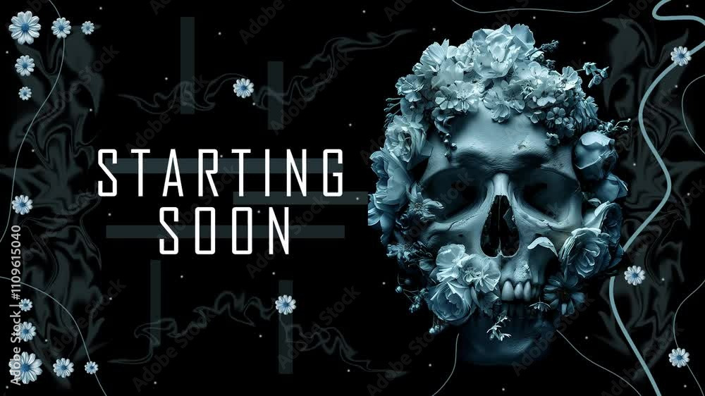 Animated Screens Scull with Flowers for Stream - Starting Soon Media ...