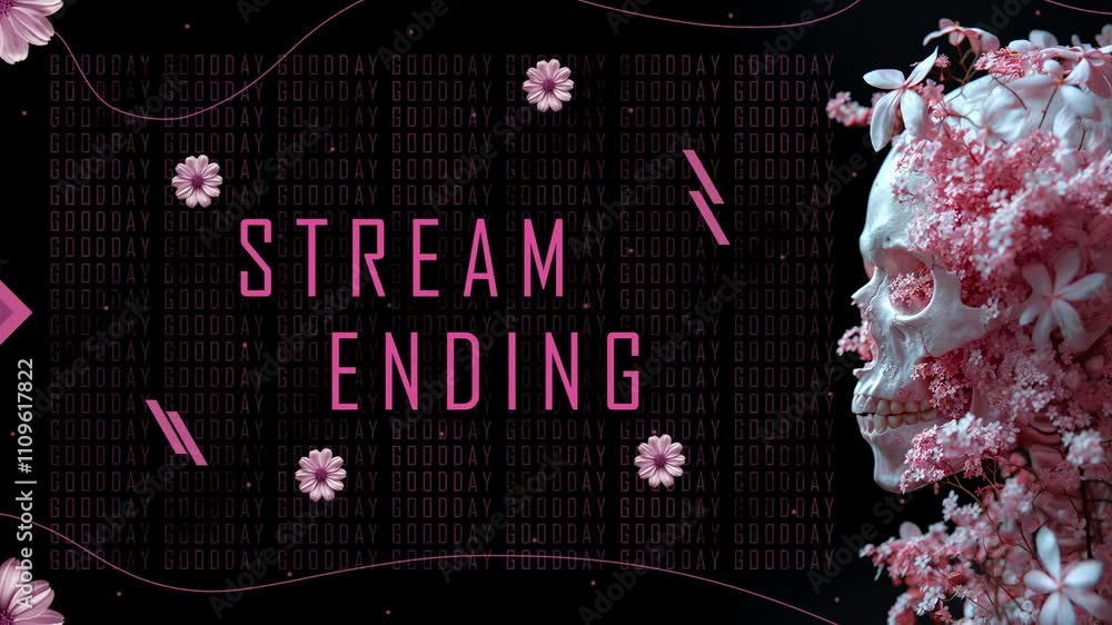 Animated Screens Scull with Flowers for Stream - Stream Ending Media ...