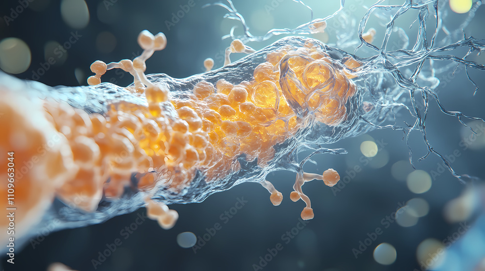 Dynamic fluidity of plasma membrane: detailed 3d rendering of cellular ...