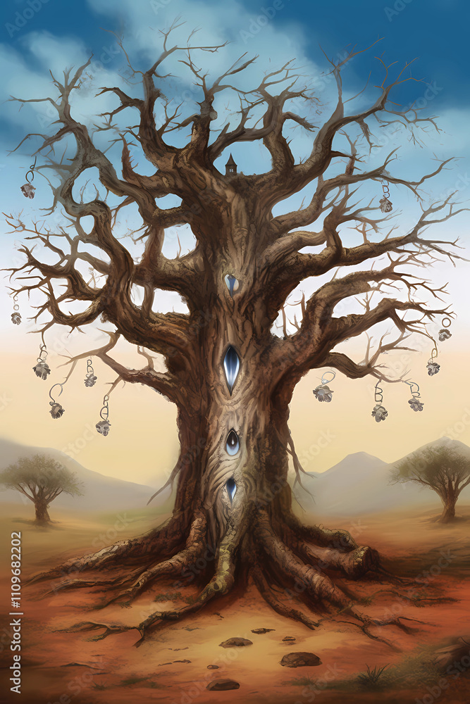 Tree of shamans. Tree of sacred spirits. AI generation Stock ...
