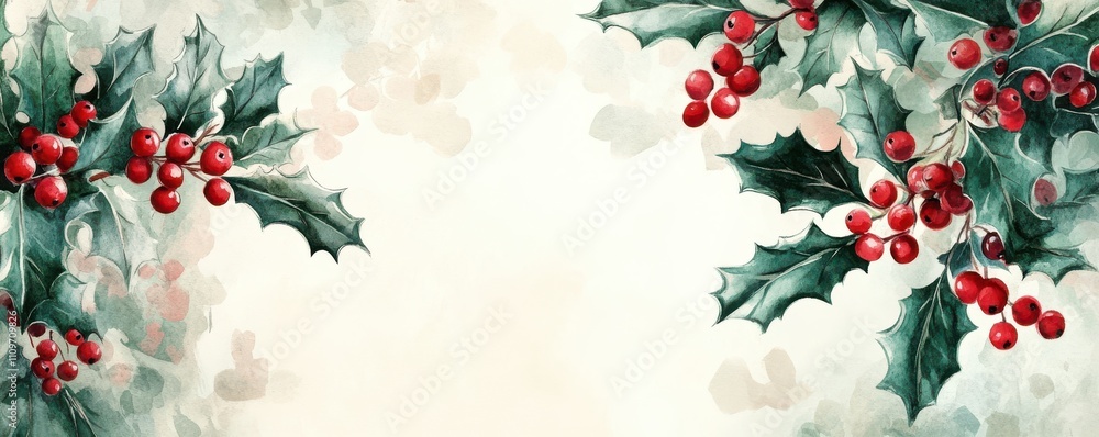 Elegant Christmas letterhead design featuring festive holly and red ...