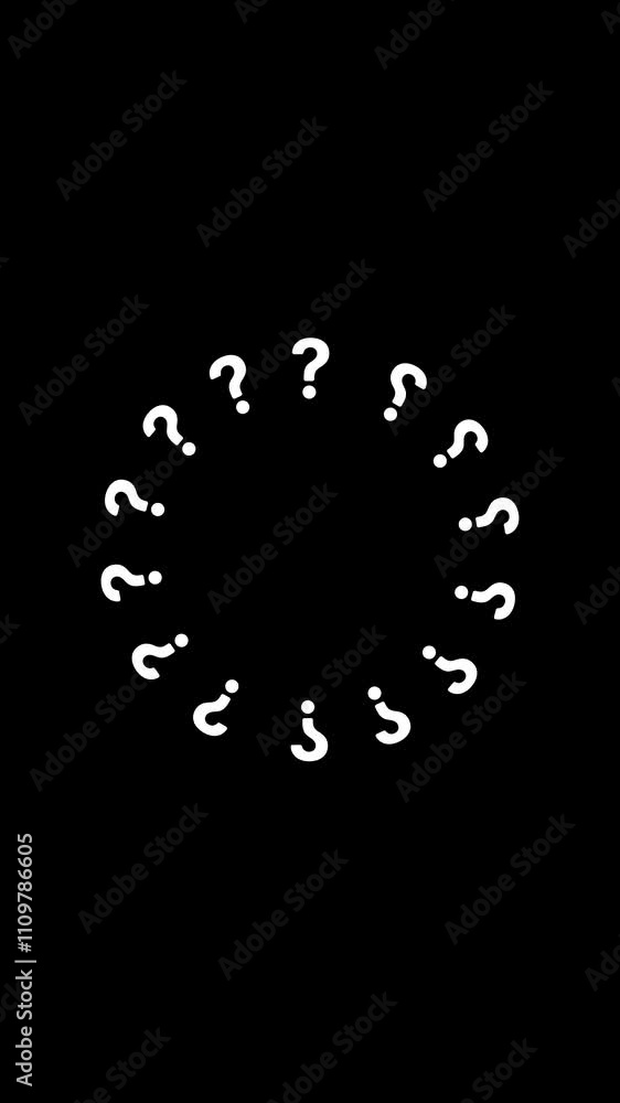 question mark animation on a black background. 4K Transparent ...