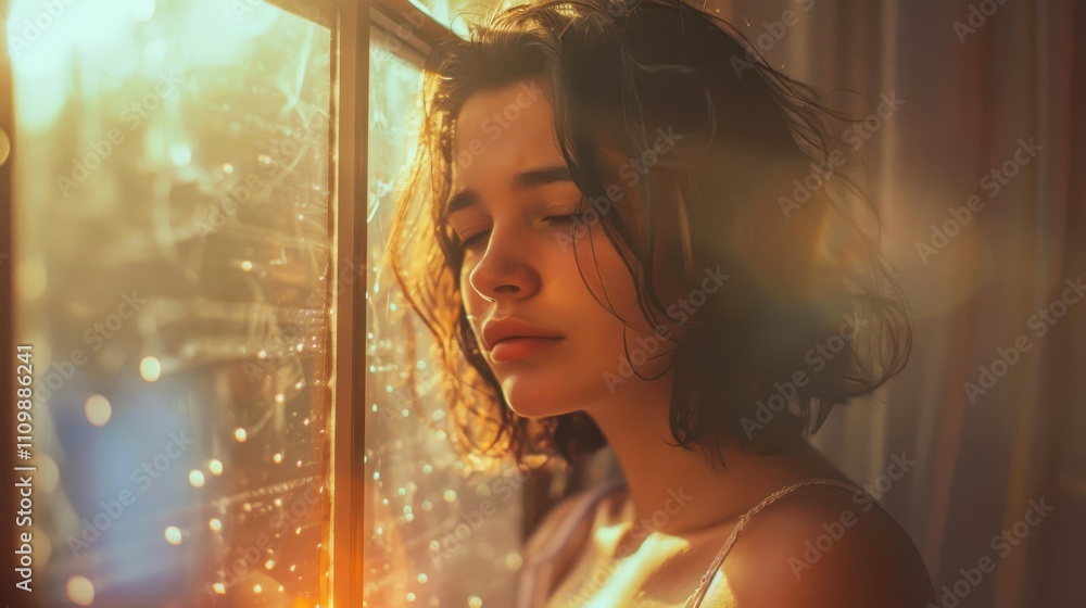 A girl’s heartache is palpable as she gazes out the window, her tears a ...