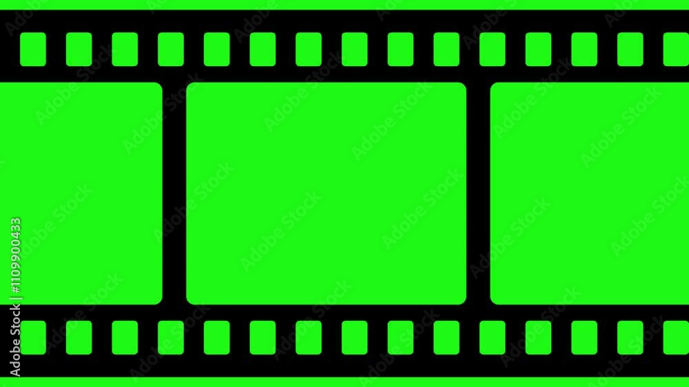 Moving filmstrip motion graphics with green screen background, Animated ...