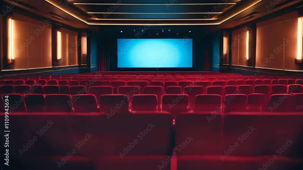 An emptyAn empty cinema room with red seats. The interior of the ...