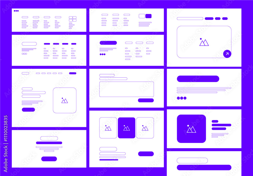 Header Footer Wireframe UX Design Layout Stock Template | Adobe Stock